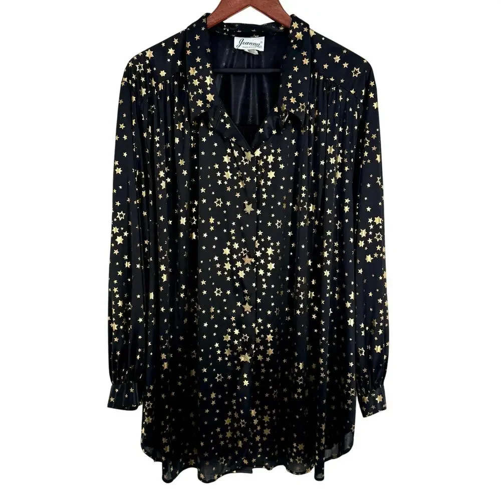 joanna | Tops | Joanna Plus Size 4x Vintage 8s 90s Gold Stars Wearable ...